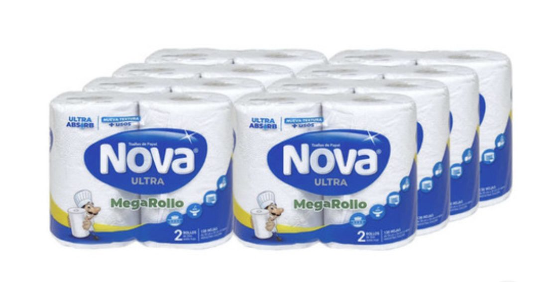 Toalla NOVA ULTRA ABSORBENTE, 16 rollos de 26 metros